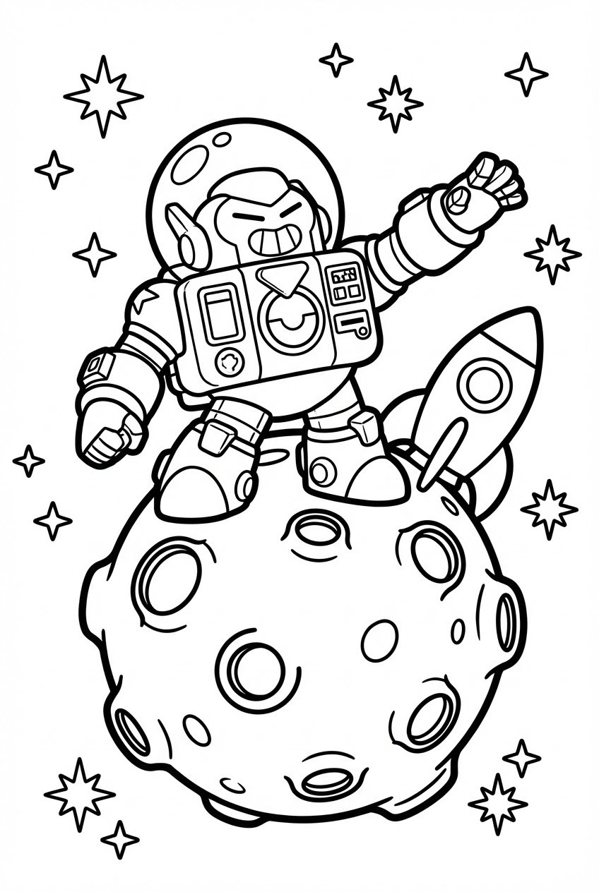 Surge in ruimtepak op een kleine planeet kleurplaat | Brawl Stars ...